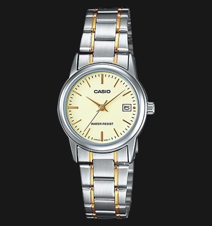 Casio General LTP-V002SG-9AUDF Ladies Champagne Dial Dual Tone ...