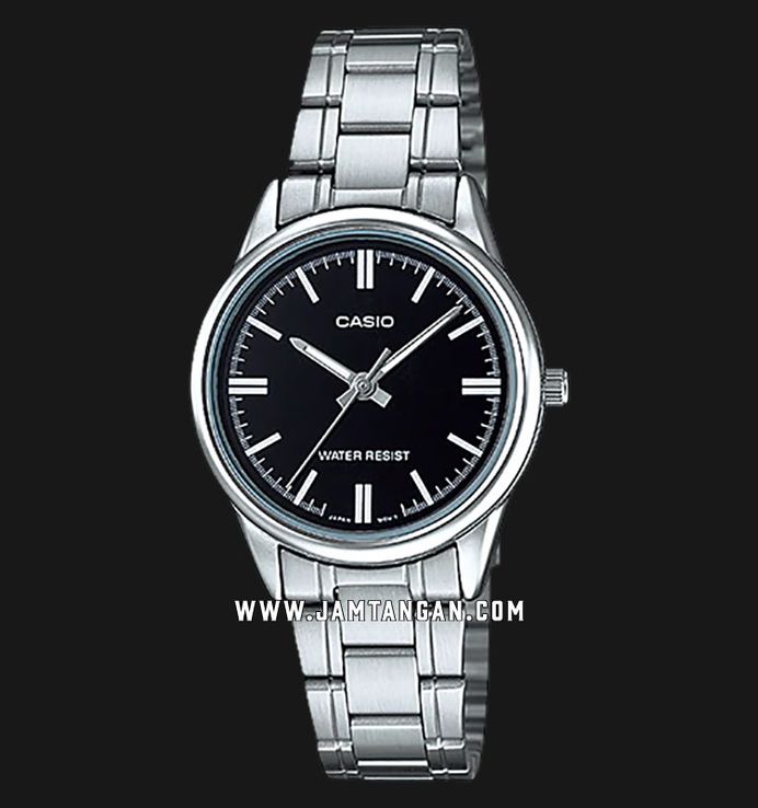 Casio General LTP-V005D-1AUDF Black Dial Stainless Steel Band | Jamtangan.com