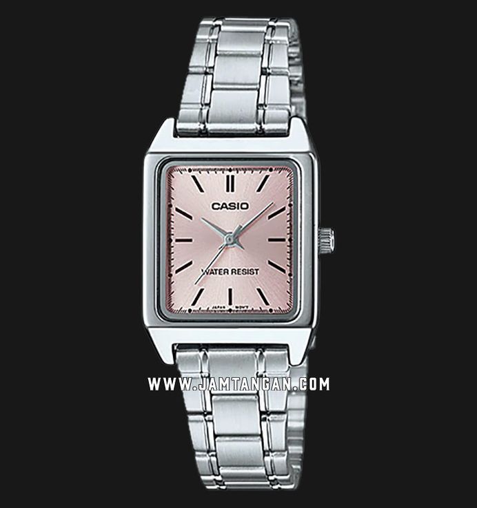 Casio General LTP-V007D-4EUDF Tank Pink Dial Stainless Steel Band ...