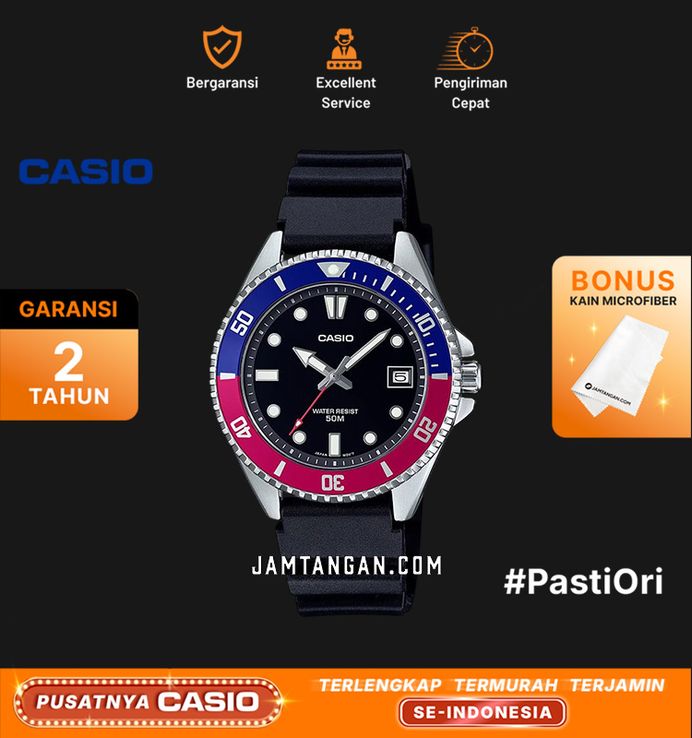 Casio General MDV-10-1A2 MDV-10-1A2VDF Baby Duro Black Dial Black Resin ...
