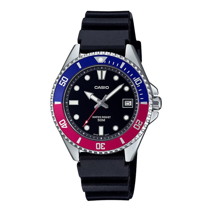 Casio General MDV-10-1A2 MDV-10-1A2VDF Baby Duro Black Dial Black Resin ...