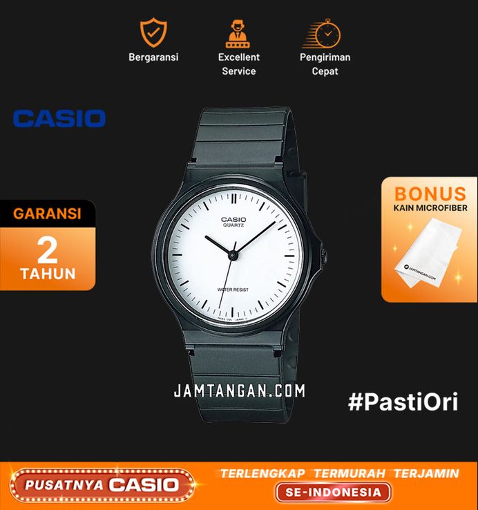 Casio General MQ-24-7ELDF Classic White Dial Black Resin Band | Jamtangan.com