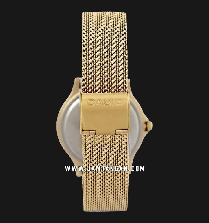 Casio General MQ-24MG-1EDF Black Dial Gold Mesh Band | Jamtangan.com