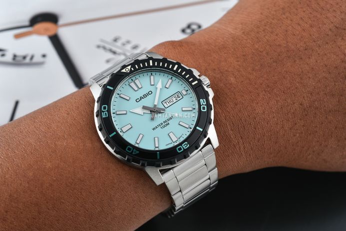 Casio General MTD-125D-2A2 MTD-125D-2A2VDF Men Analog Baby Blue Dial ...