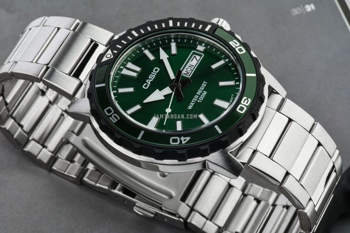 Casio General MTD-125D-3A MTD-125D-3AVDF Men Analog Green Dial ...