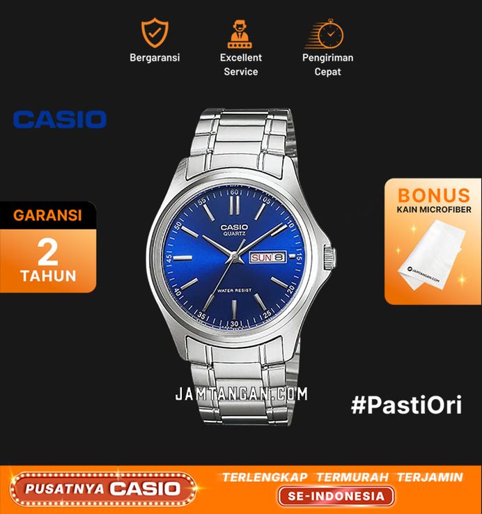 Casio General MTP-1239D-2ADF Enticer Men Blue Dial Stainless Steel ...