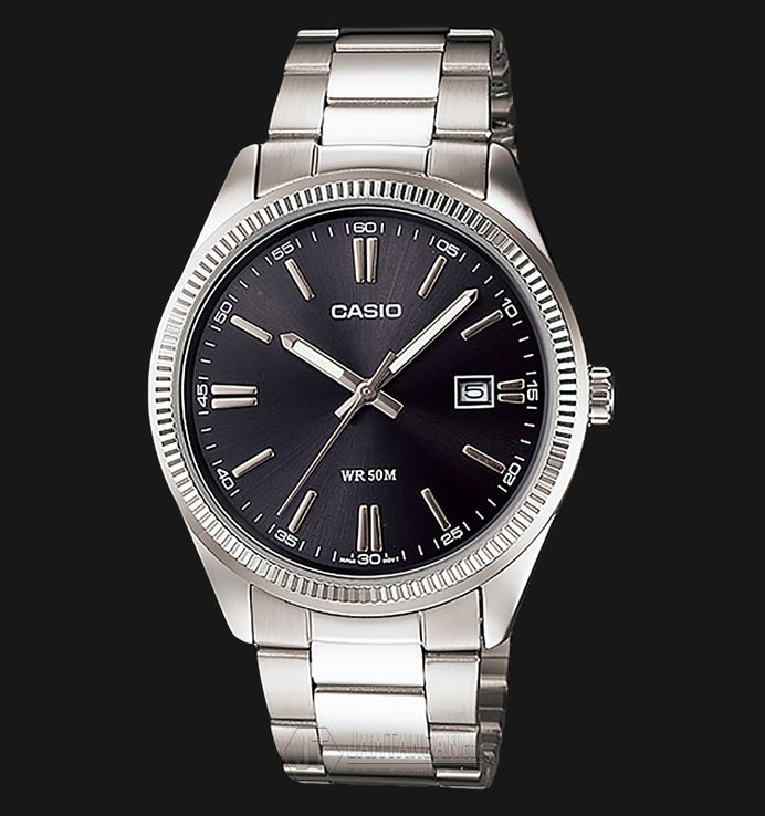 Casio General MTP-1302D-1A1 MTP-1302D-1A1VDF Black Dial Stainless Steel ...