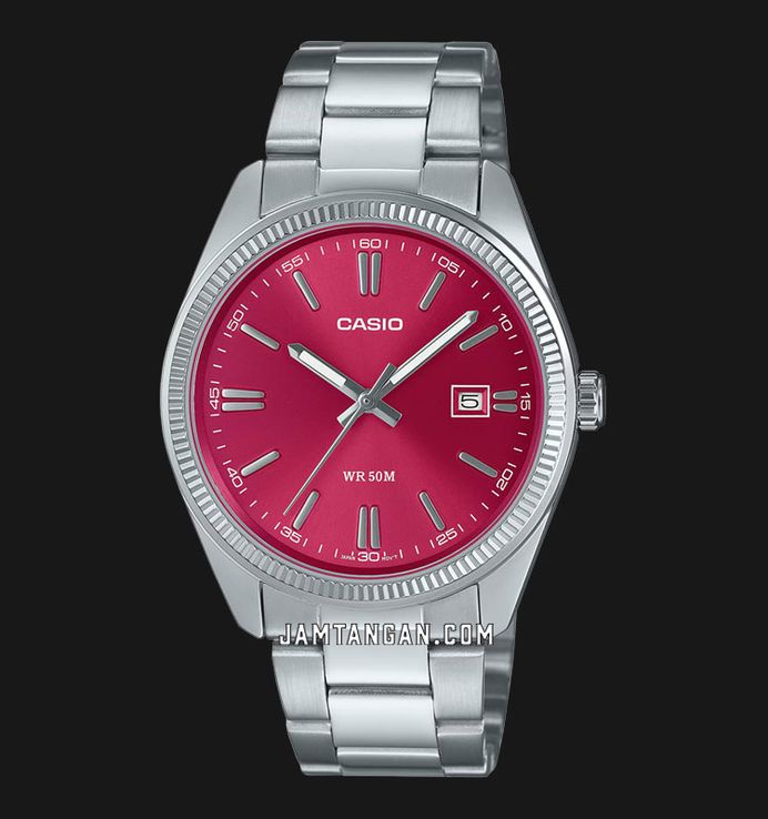 Casio General MTP-1302PD-4AVEF Men Red Dial Stainless Steel Band ...
