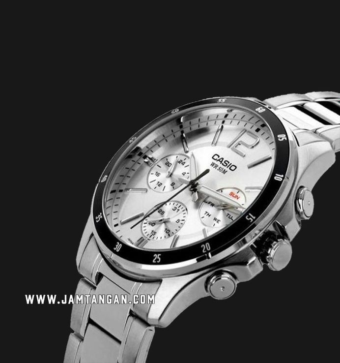 Casio MTP-1374D-7A MTP-1374D-7AVDF Enticer Men Silver Dial Stainless ...
