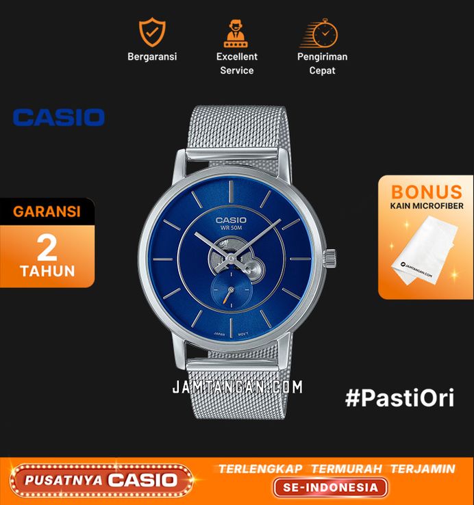 Casio General MTP-B130M-2A MTP-B130M-2AVDF Enticer Men Blue Dial Silver ...