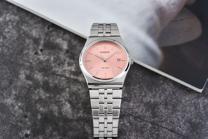 Casio General MTP-B145D-4A MTP-B145D-4AVDF Salmon Pink Dial Stainless ...