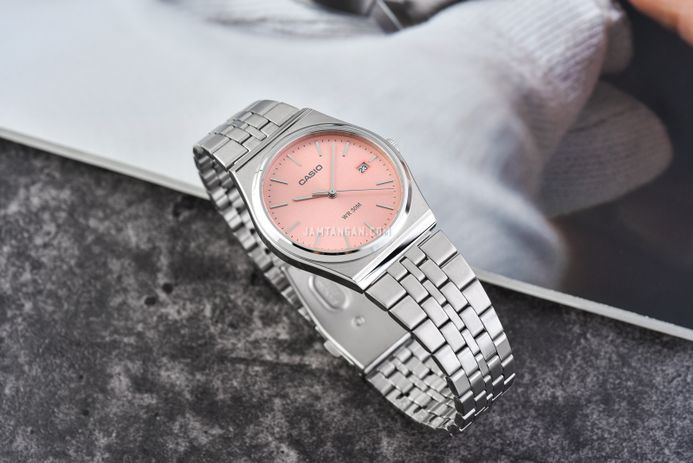 Casio General MTP-B145D-4A MTP-B145D-4AVDF Salmon Pink Dial Stainless ...