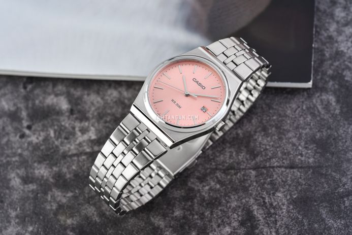 Casio General MTP-B145D-4A MTP-B145D-4AVDF Salmon Pink Dial Stainless ...
