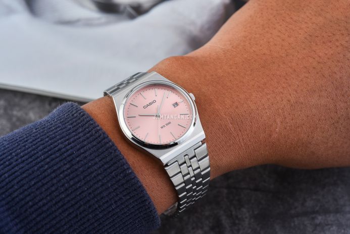 Casio General MTP-B145D-4A MTP-B145D-4AVDF Salmon Pink Dial Stainless ...