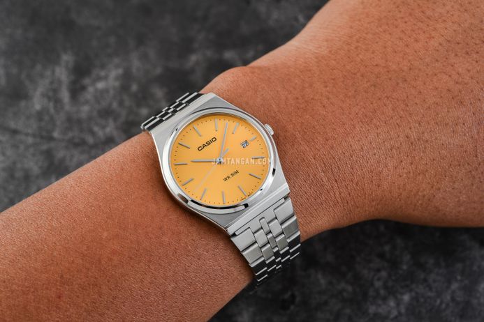 Casio General MTP-B145D-9A MTP-B145D-9AVDF Yellow Dial Stainless Steel ...