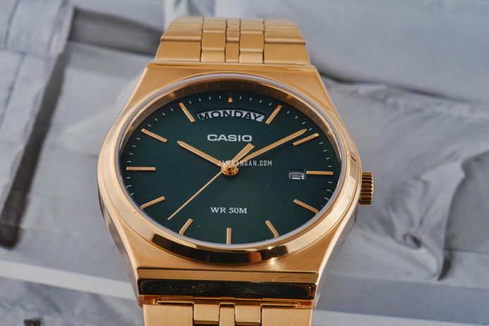 Casio General MTP-B146G-3A MTP-B146G-3AVDF Green Dial Gold Stainless ...