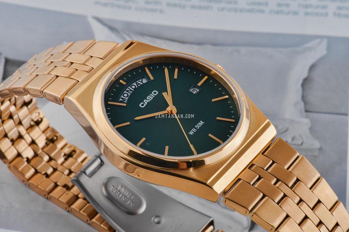 Casio General MTP-B146G-3A MTP-B146G-3AVDF Green Dial Gold Stainless ...