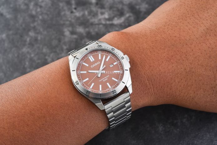 Casio General MTP-B155D-5EVDF Analog Terracotta Dial Stainless Steel ...