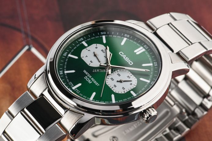 Casio General MTP-E335D-3E MTP-E335D-3EVDF Men Green Dial Stainless ...
