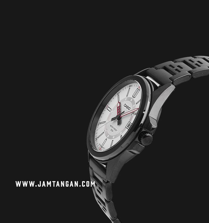 Casio MTP-E700B-7E MTP-E700B-7EVDF Men White Dial Black Stainless Steel Band | Jamtangan.com