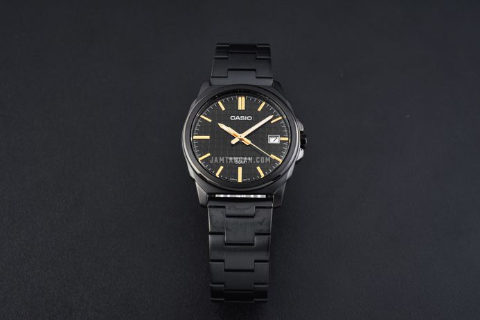Casio General MTP-E720B-1AVDF Grid Pattern Black Dial Black Stainless ...