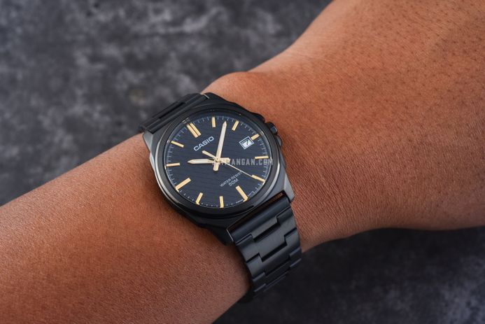 Casio General MTP-E720B-1A MTP-E720B-1AVDF Grid Pattern Black Dial Black Stainless Steel Band ...