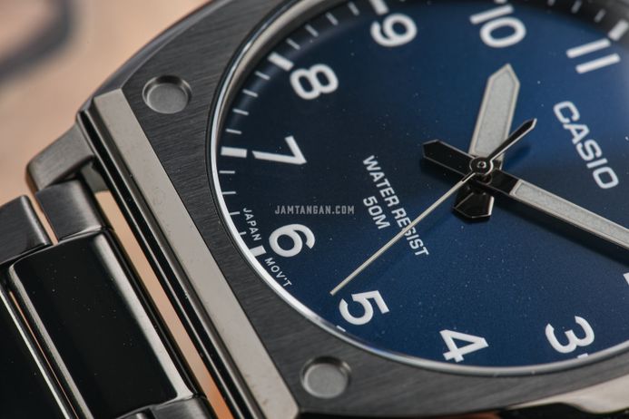 Casio General MTP-E730B-2A MTP-E730B-2AVDF Men Blue Dial Black Stainless Steel Band | Jamtangan.com