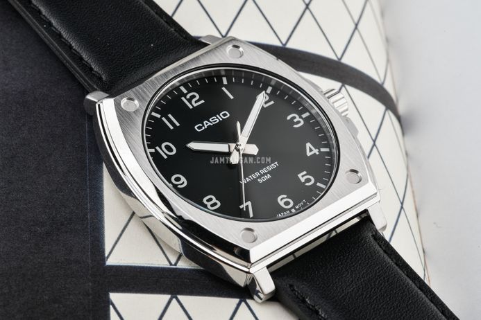 Casio General MTP-E730L-1A MTP-E730L-1AVDF Men Black Dial Black Leather ...