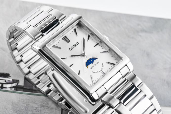 Casio General MTP-M105D-7A MTP-M105D-7AVDF Men Moon Phase Silver Dial ...