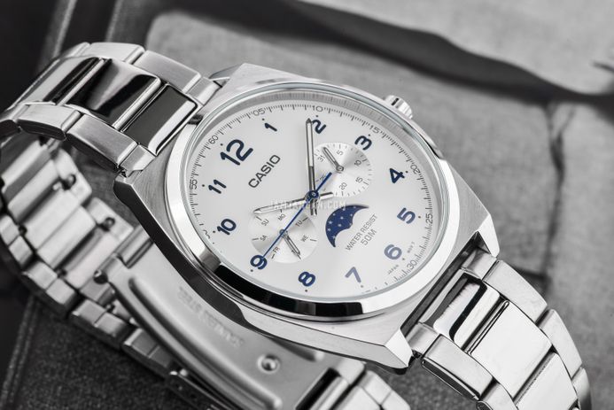 Casio General MTP-M300D-7A MTP-M300D-7AVDF Men Moon Phase White Dial ...