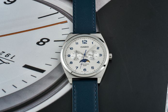 Casio General MTP-M300L-7A MTP-M300L-7AVDF Men Moon Phase White Dial ...