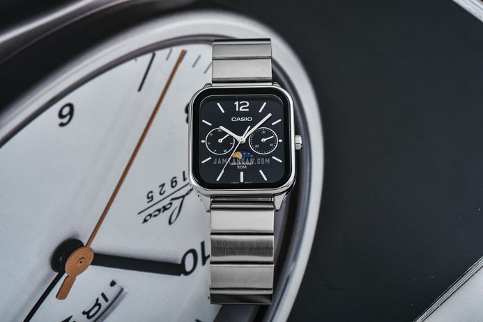 Casio General MTP-M305D-1A MTP-M305D-1AVDF Men Moon Phase Black Dial ...