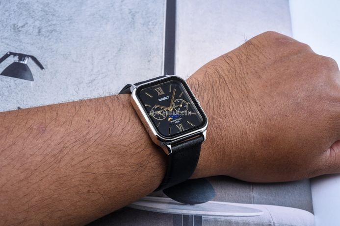 Casio General MTP-M305L-1A2 MTP-M305L-1A2VDF Men Moon Phase Black Dial ...