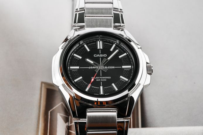 Casio General MTP-RS100D-1A MTP-RS100D-1AVDF Solar Powered Black Dial ...