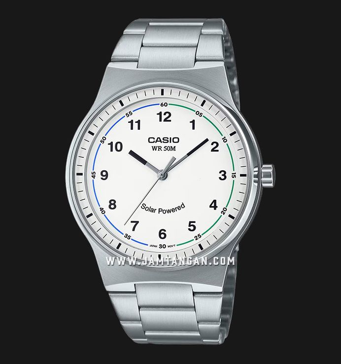 Casio General MTP-RS105D-7B MTP-RS105D-7BVDF Solar Powered White Dial ...