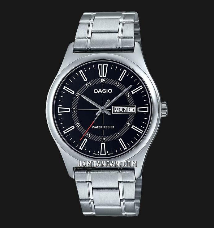 Casio General MTP-V006D-1CUDF Black Dial Stainless Steel Band | Jamtangan.com