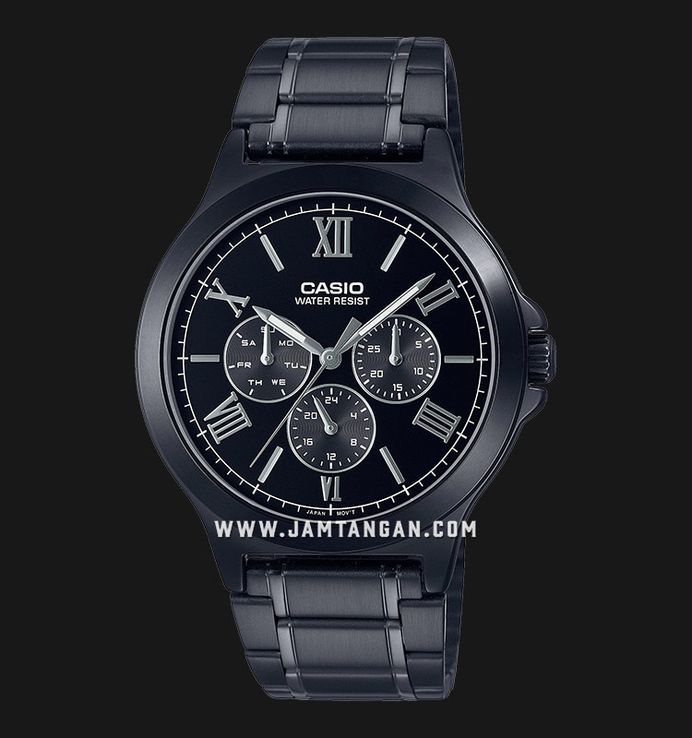 Casio General Dress MTP-V300B-1AUDF Men Black Dial Black Stainless Steel Strap | JAMTANGAN.COM