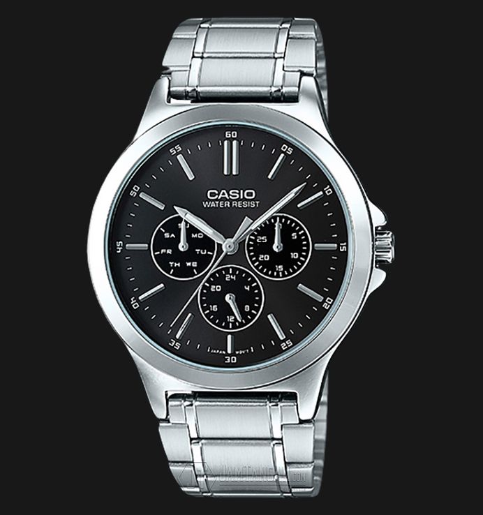 Casio General MTP-V300D-1AUDF Black Dial Stainless Steel Band | Jamtangan.com