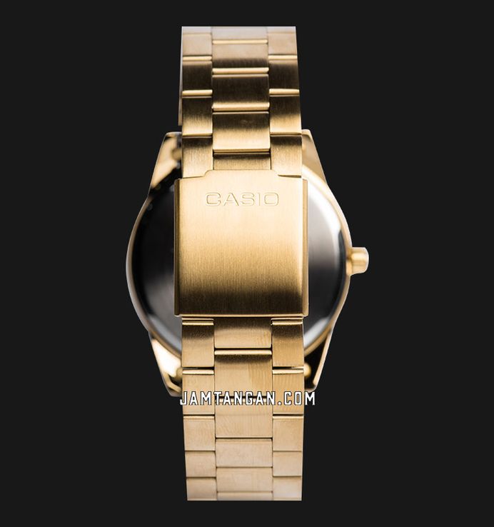 Casio General MTP-VD03G-1AUDF Dress Men Black Dial Gold Stainless Steel Band | Jamtangan.com