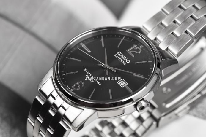 Casio General MTS-110D-1A MTS-110D-1AVDF Men Black Dial Stainless Steel Band | JAMTANGAN.COM