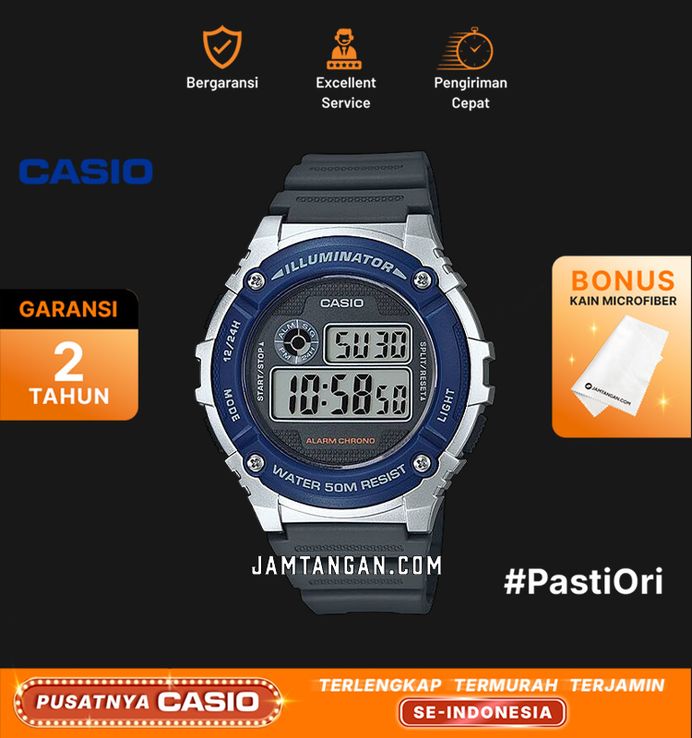 Casio General W-216H-2A W-216H-2AVDF Digital Dial Black Resin Band ...