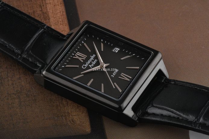 Christophe Arden CA 2003 MD LIPBA Men Black Dial Black Leather Strap ...
