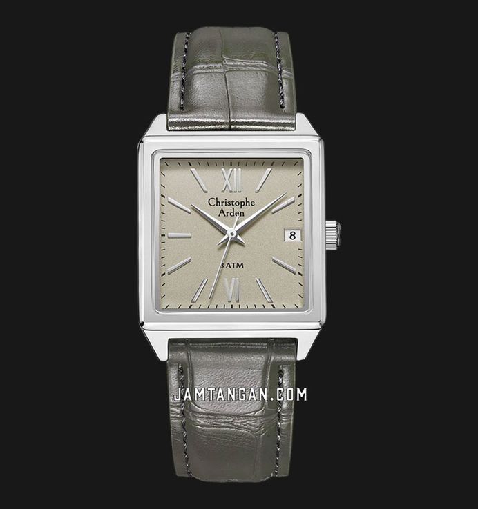 Christophe Arden CA 2003 MD LSSLG Men Stone Gray Dial Gray Leather ...