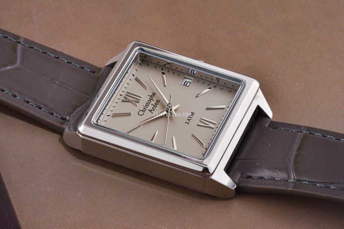 Christophe Arden CA 2003 MD LSSLG Men Stone Gray Dial Gray Leather ...