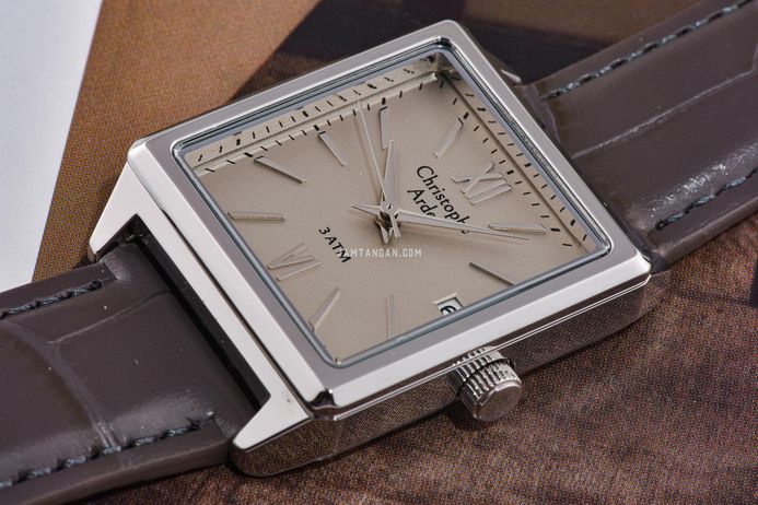 Christophe Arden CA 2003 MD LSSLG Men Stone Gray Dial Gray Leather ...