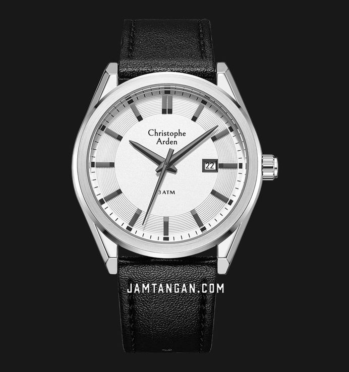 Christophe Arden CA 2005 MD LSSSL Men Silver Dial Black Leather Strap ...