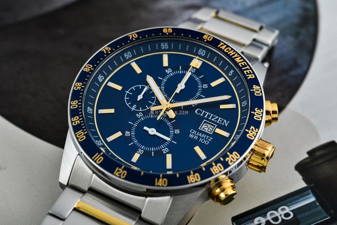 Citizen Chronograph AN3684-59L Men Blue Dial Dual Tone Stainless Steel ...