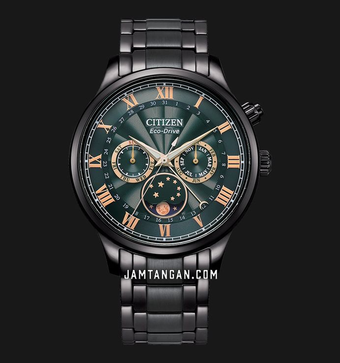 Citizen Eco Drive AP1055-87X Men Multifunction Moon Phase Green Dial ...