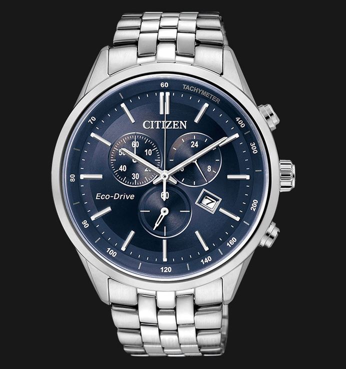 Citizen Eco-Drive AT2140-55L Chronograph Men Blue Dial Stainless Steel ...