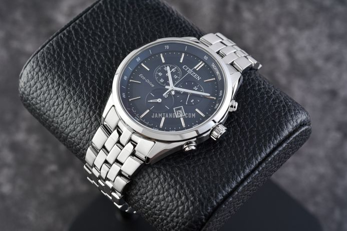 Citizen Eco-Drive AT2140-55L Chronograph Men Blue Dial Stainless Steel ...